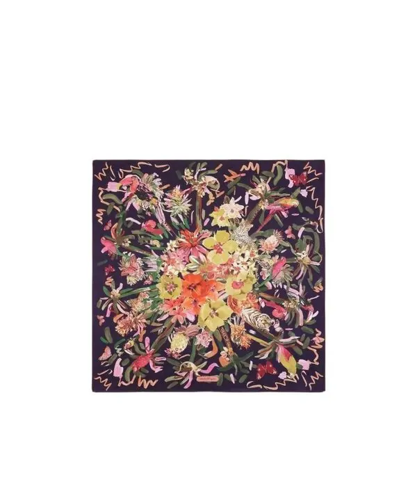 FERRAGAMO Printed Square Silk Scarf - Black