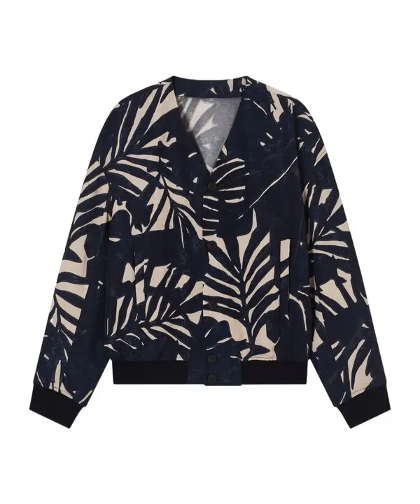 Emporio Armani Printed V-neck Shirt Jacket - Black