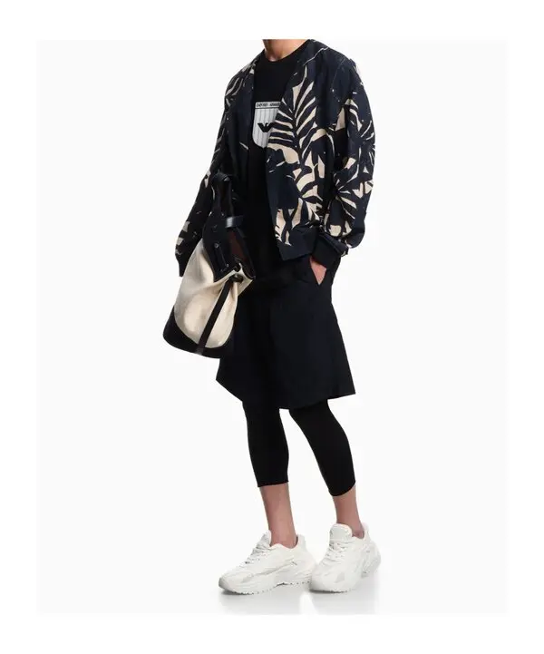 Emporio Armani Printed V-neck Shirt Jacket - Black