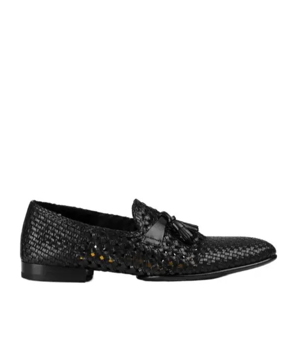 DOUCAL'S Woven Leather Loafers With Tassel Detail