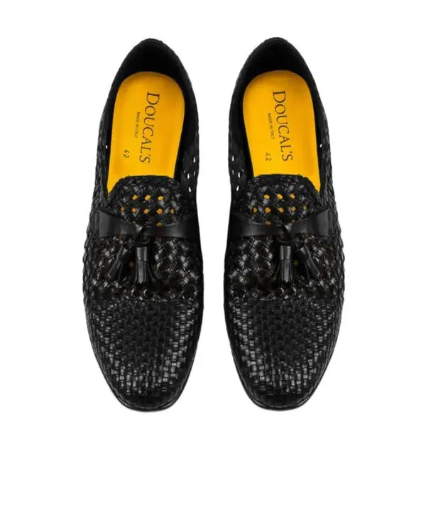 DOUCAL'S Woven Leather Loafers With Tassel Detail