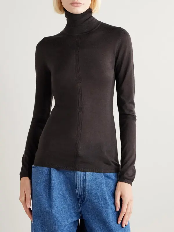Gabriela Hearst Steinem Cashmere And Silk-blend Turtleneck Sweater - Black