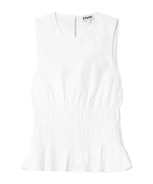 Staud Culver Pleated Top - White