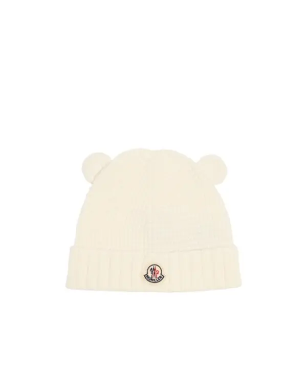 Moncler Virgin Wool Beanie With Teddy Bear Ears - White
