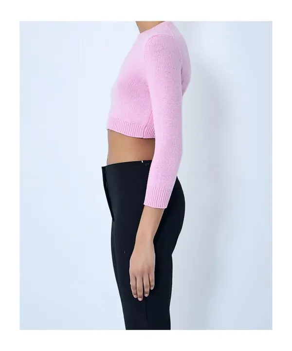 JIL SANDER Cropped Crew-neck Knitted Jumper - Pink