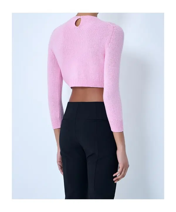 JIL SANDER Cropped Crew-neck Knitted Jumper - Pink