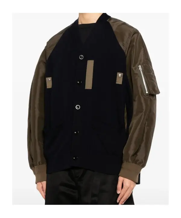 Sacai V-neck Paneled Cardigan