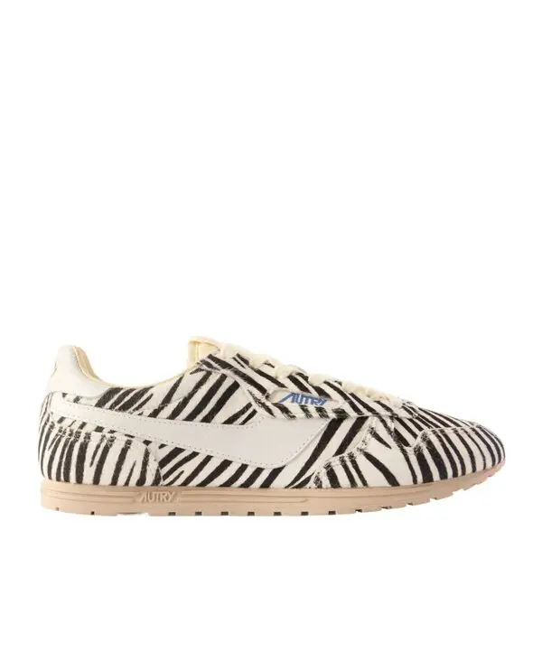 AUTRY Zebra-print Calf Hair Sneakers - White