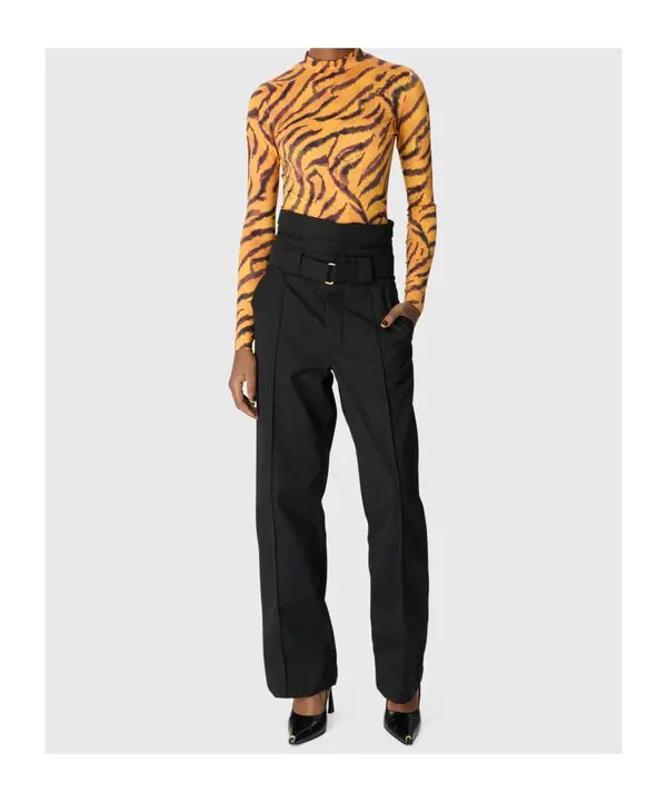 MARINE SERRE Tiger Print High Neck Long Sleeve Top
