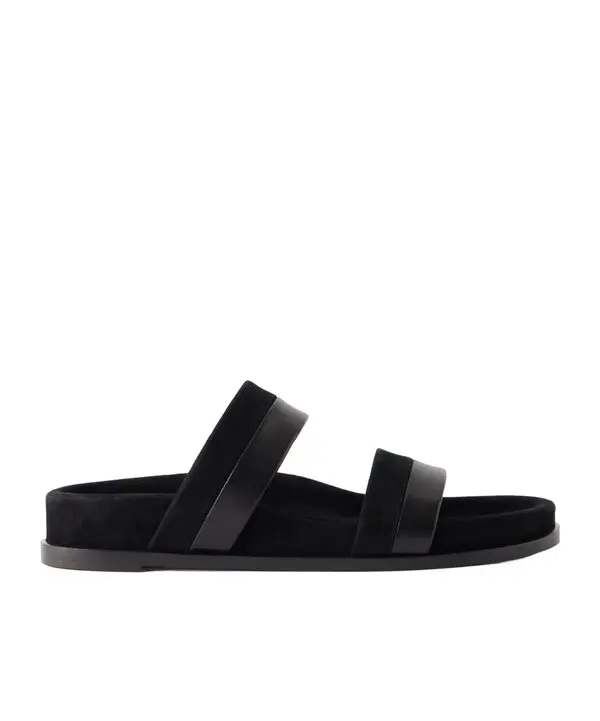 Gabriela Hearst Low Striker Paneled Leather Sandals - Black