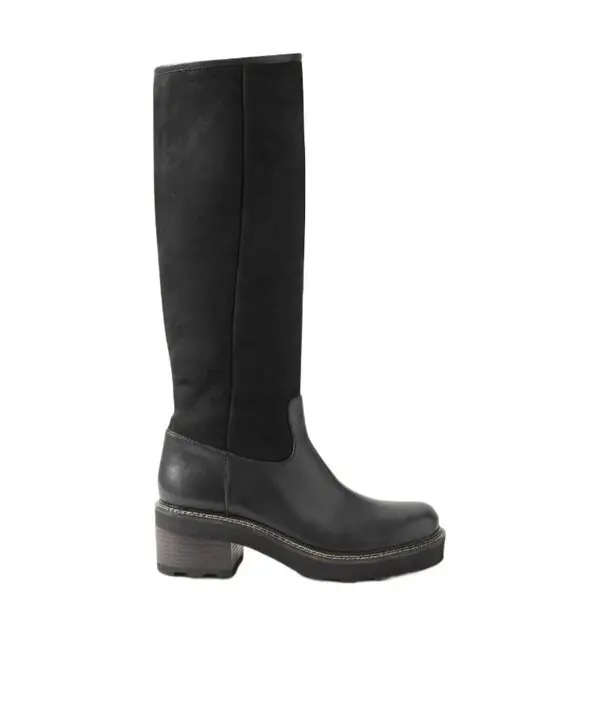 Gabriela Hearst Vylos Shearling-lined Suede And Leather Knee Boots
