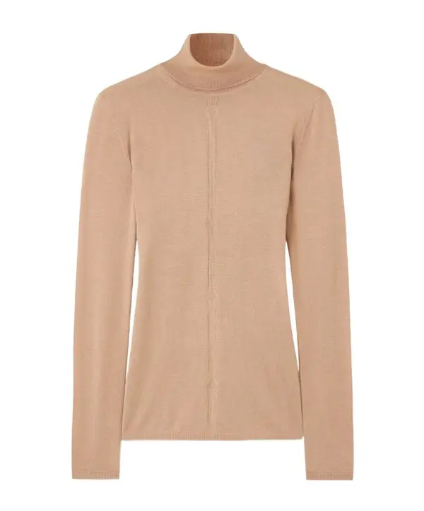 Gabriela Hearst Turtleneck Sweater In Cashmere And Silk-blend - Nude