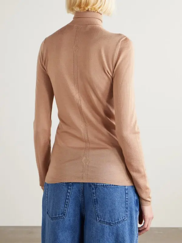 Gabriela Hearst Turtleneck Sweater In Cashmere And Silk-blend - Nude