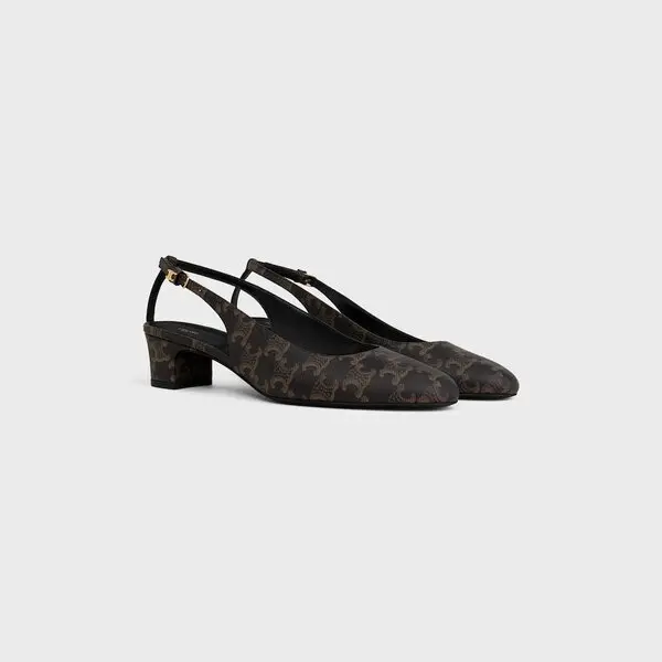 Celine Triomphe Coated Fabric Slingback Pumps