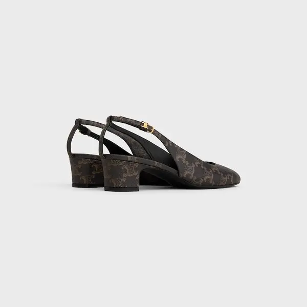 Celine Triomphe Coated Fabric Slingback Pumps