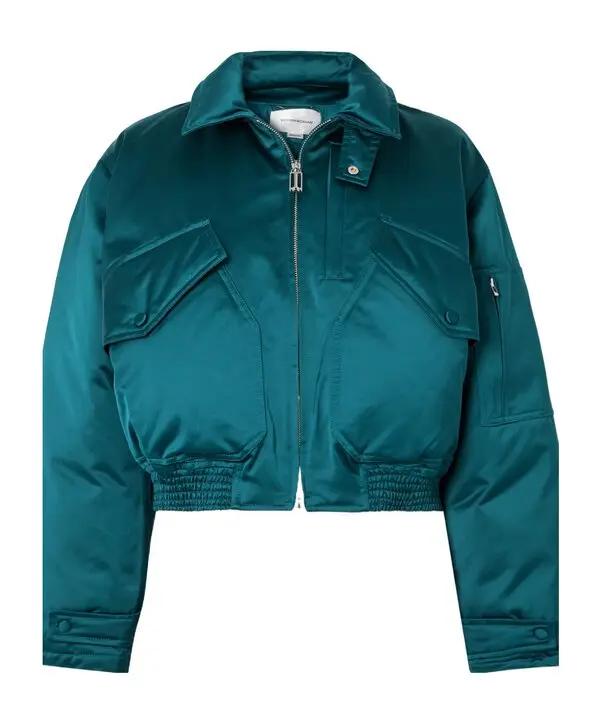 Victoria Beckham Padded Cotton-blend Sateen Bomber Jacket - Green