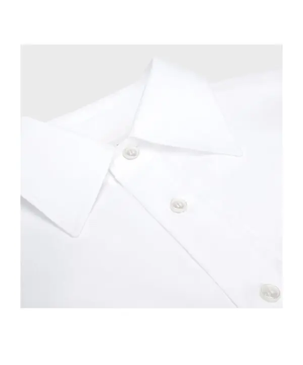 Celine Cropped Cotton Poplin Shirt With Embroidered Cuffs