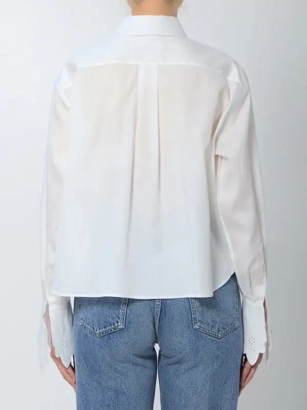 Celine Cropped Cotton Poplin Shirt With Embroidered Cuffs