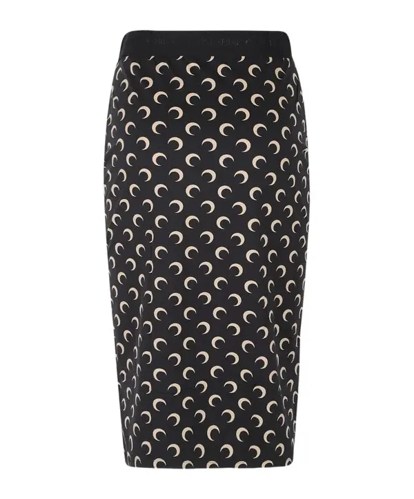 MARINE SERRE Moon-print Midi Skirt - Black