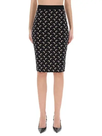 MARINE SERRE Moon-print Midi Skirt - Black