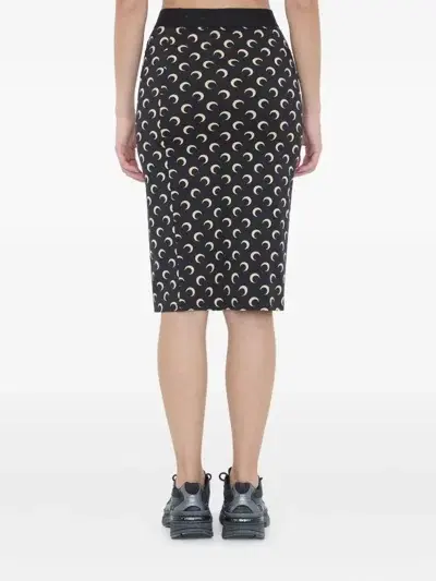 MARINE SERRE Moon-print Midi Skirt - Black
