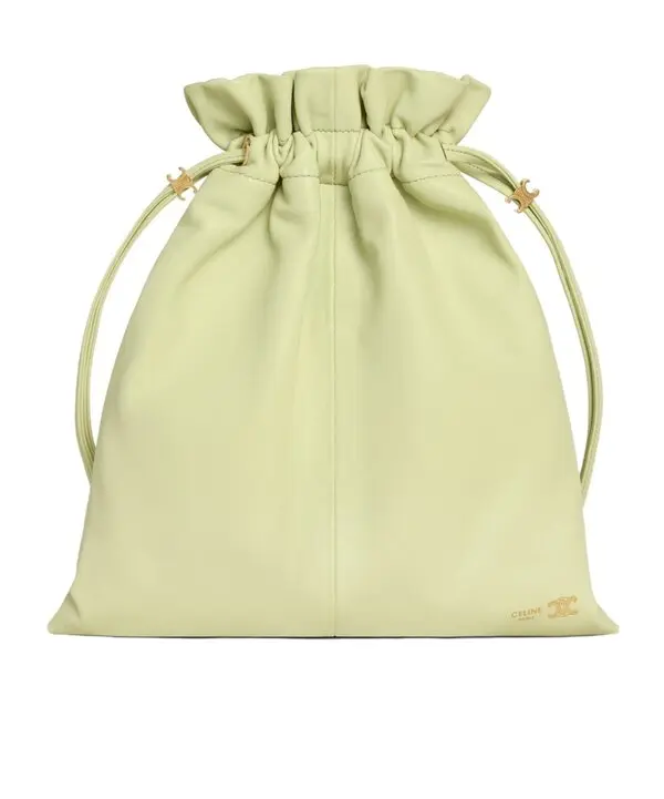 Celine Small Crystal Pouch In Lambskin - Yellow