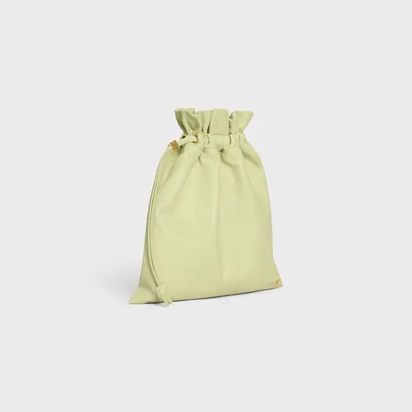 Celine Small Crystal Pouch In Lambskin - Yellow