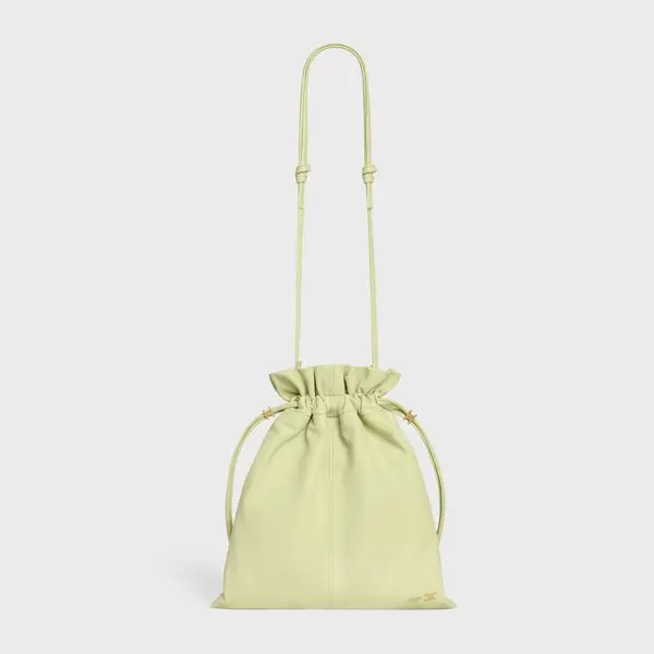 Celine Small Crystal Pouch In Lambskin - Yellow