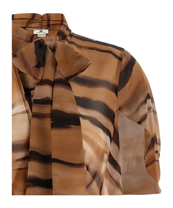 Elisabetta Franchi Tie-neck Tiger Print Mini Dress