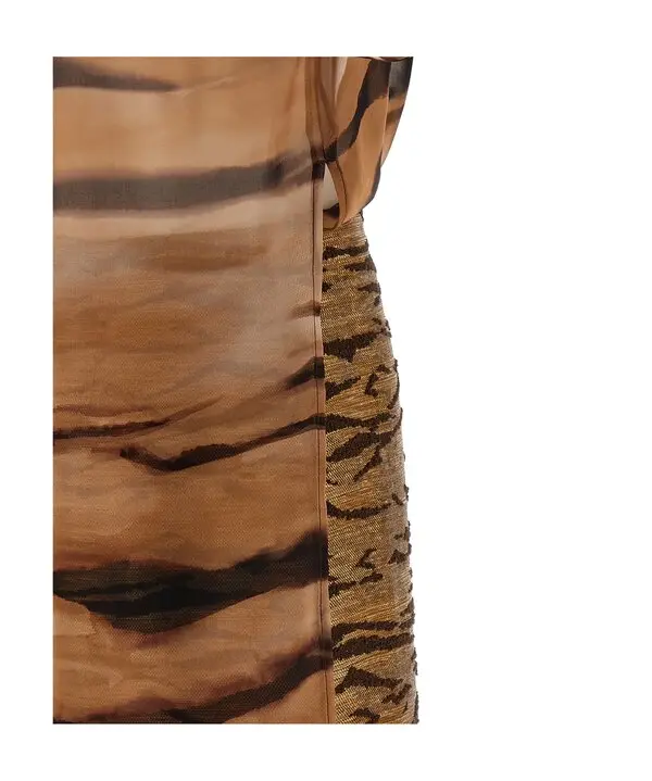 Elisabetta Franchi Tie-neck Tiger Print Mini Dress