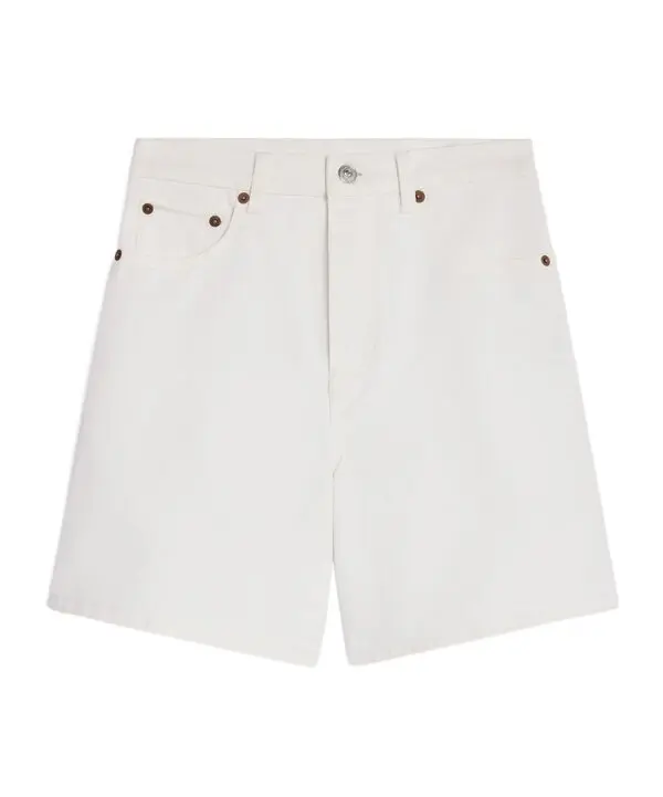 Celine High-waisted Denim Shorts With Stud Embellishments