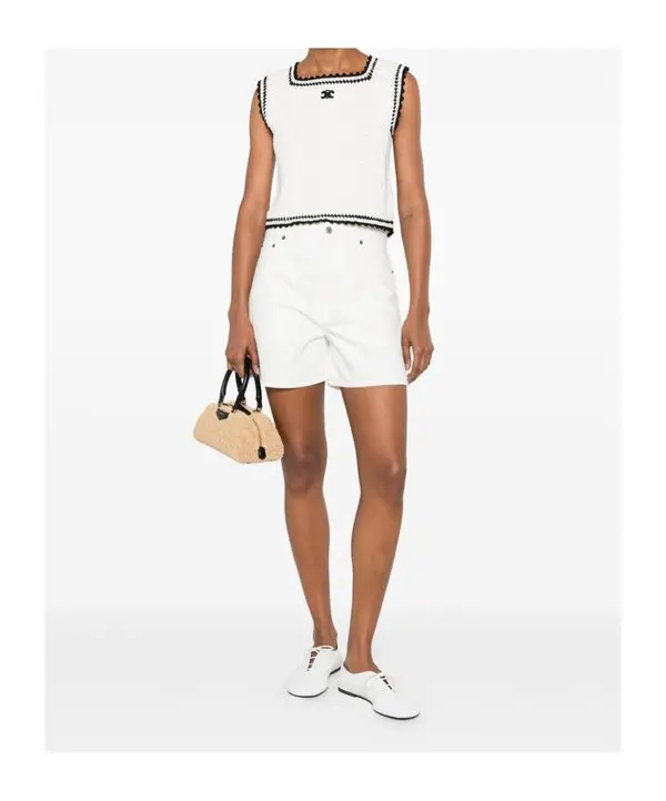 Celine High-waisted Denim Shorts With Stud Embellishments