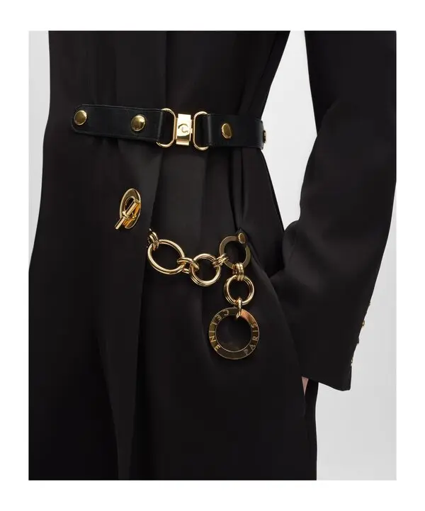 Celine Acetate Silk Jumpsuit With Leather Trim And Triomphe Logo Belt