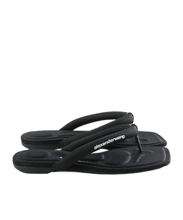 Alexander Wang Logo Printed Jenna Thong Slippers - Black
