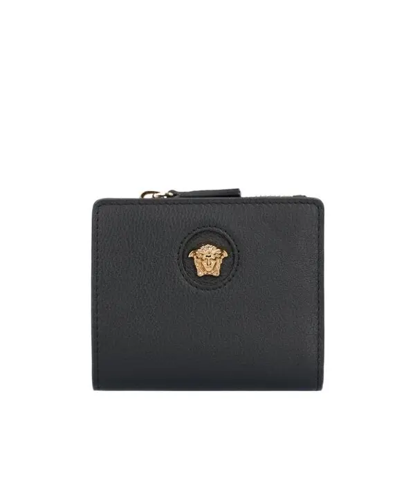 Versace La Medusa Plaque Bi-fold Wallet - Black