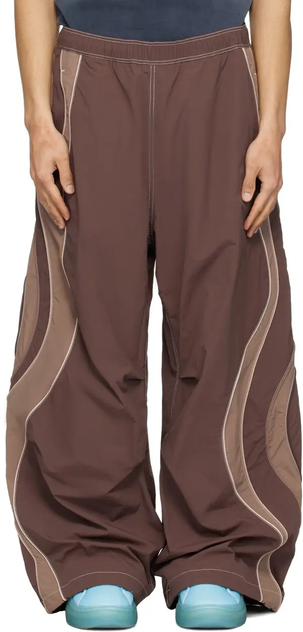 ERL Contrast Panel Wide-leg Pants - Brown