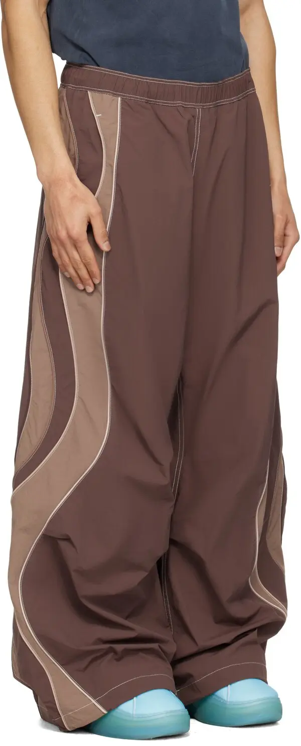ERL Contrast Panel Wide-leg Pants - Brown