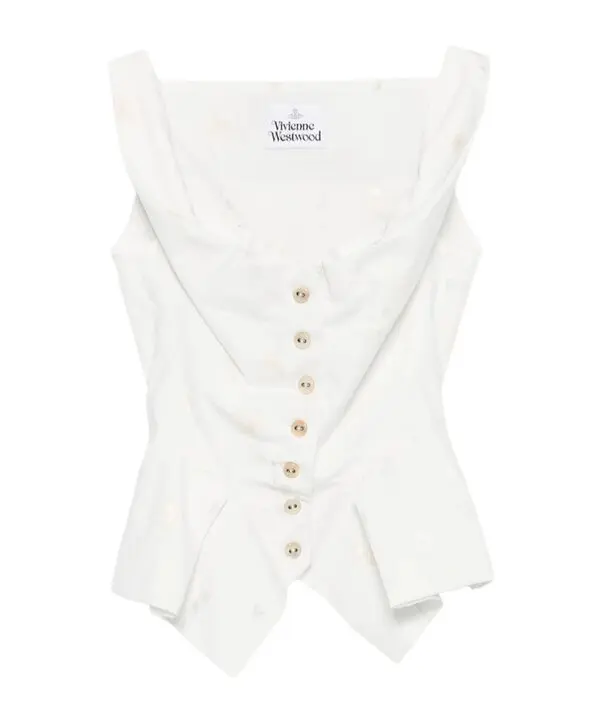 VIVIENNE WESTWOOD Sleeveless Floral Vest - White