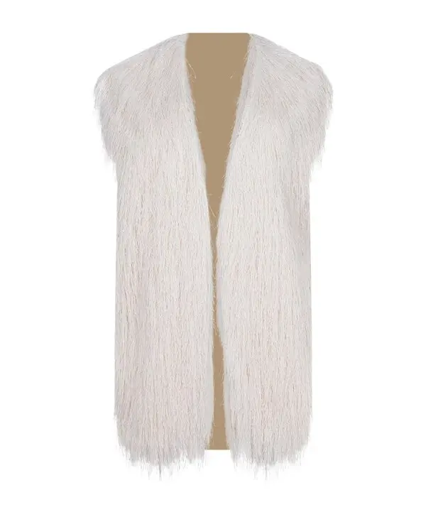 ALYSI Fringed Open-front Jacket