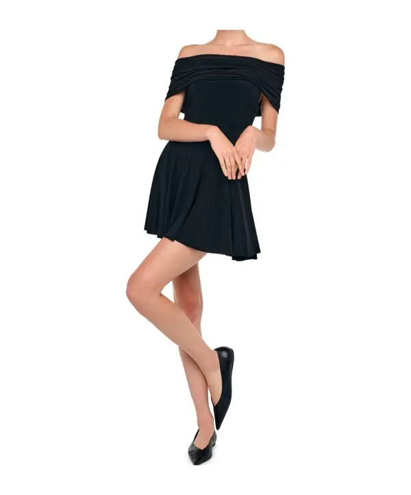 Norma Kamali Off-the-shoulder Cowl Hooded Pickleball Dress