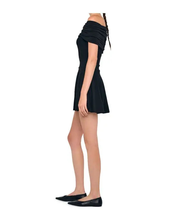 Norma Kamali Off-the-shoulder Cowl Hooded Pickleball Dress