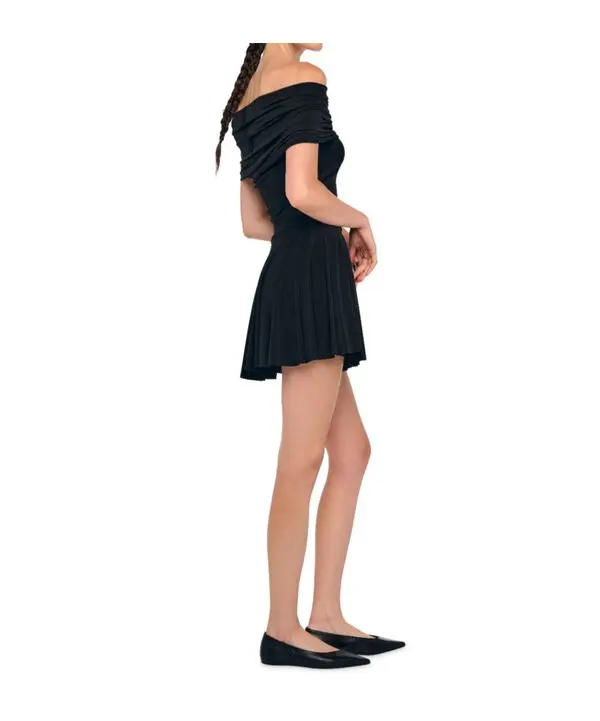 Norma Kamali Off-the-shoulder Cowl Hooded Pickleball Dress