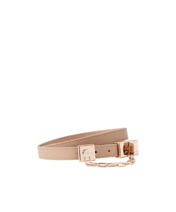 Gabriela Hearst Chain Detail Leather Belt - Nude