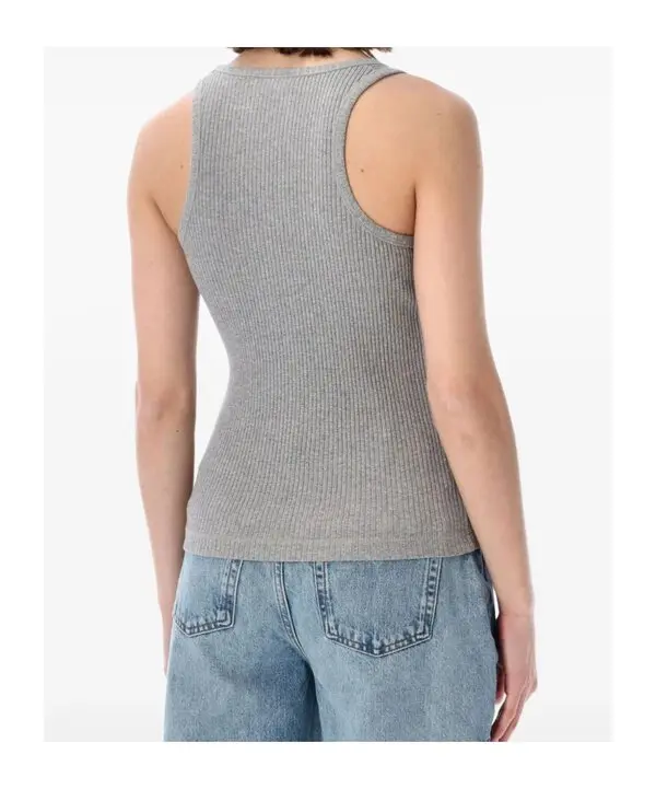 GANNI Ribbed Crewneck Tank Top - Grey