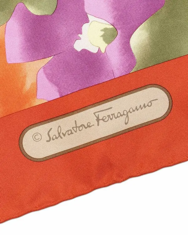 FERRAGAMO Printed Square Silk Scarf - Multicolor