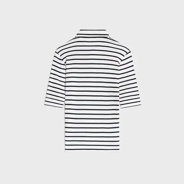 Celine Striped Silk Jersey Polo Shirt