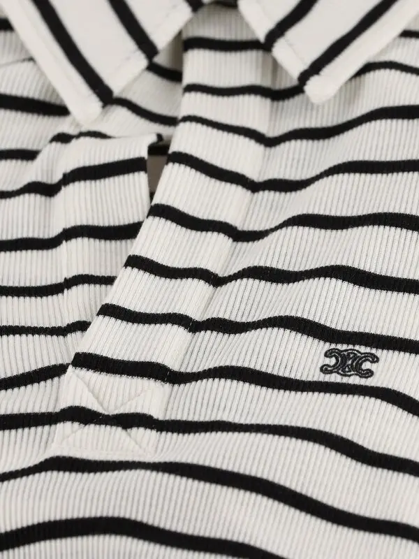Celine Striped Silk Jersey Polo Shirt