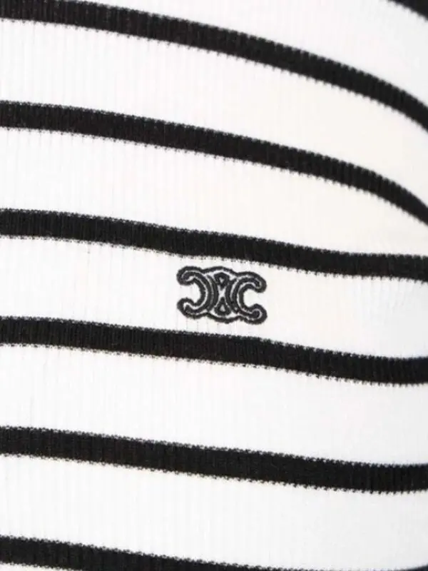 Celine Striped Silk Jersey Polo Shirt