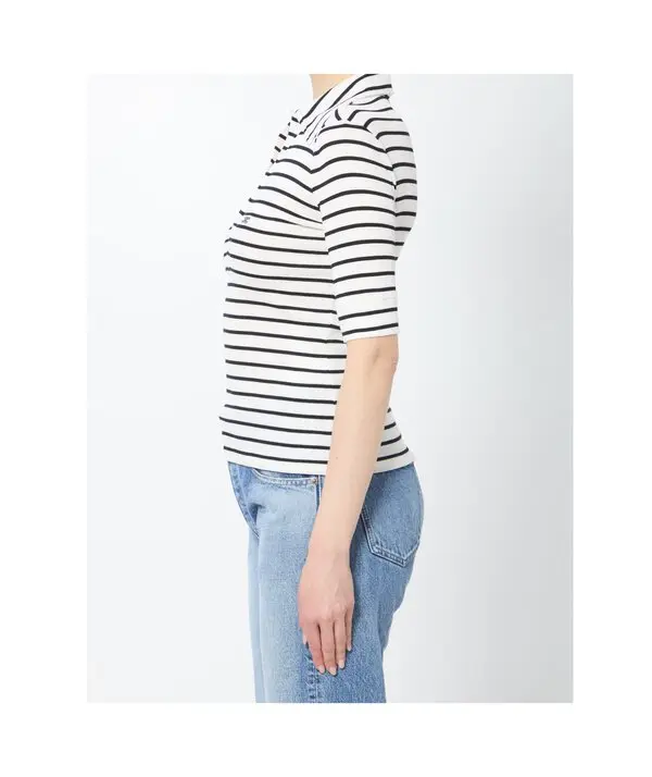 Celine Striped Silk Jersey Polo Shirt