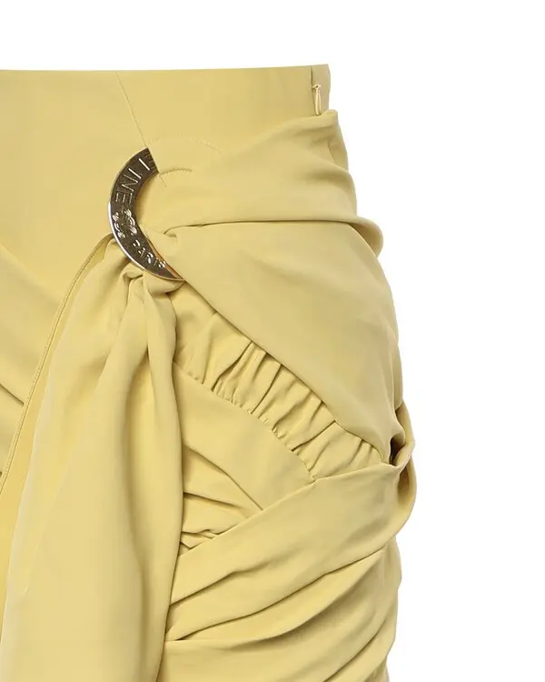 Celine Pleated Midi Skirt With Embellished Rings - Yellow